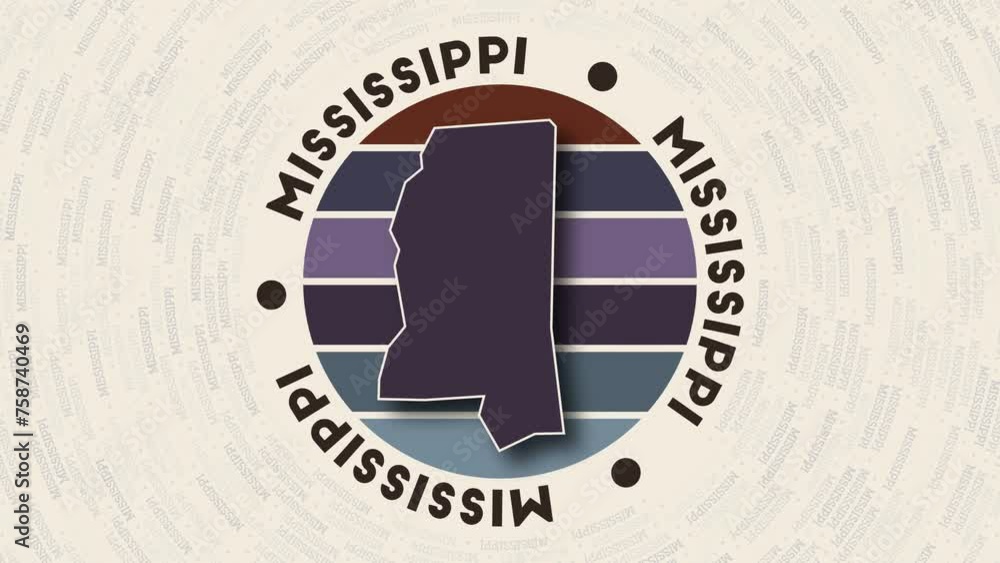 Vidéo Stock Mississippi logo intro. Badge with the circular name and ...