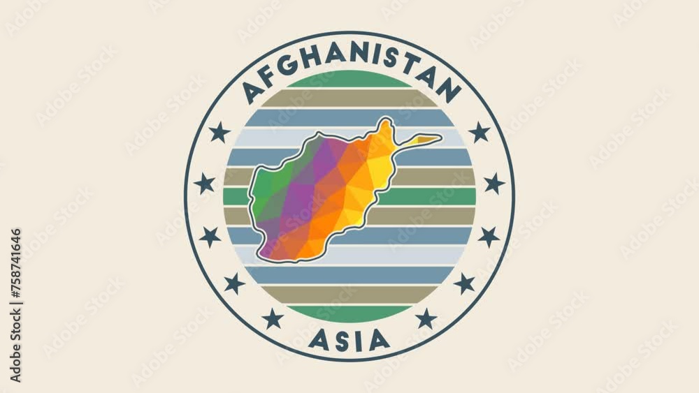 Afghanistan intro video. Badge with the circular name and map of the ...