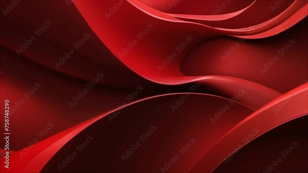 Video, background. Abstract red background, moving curved lines ...