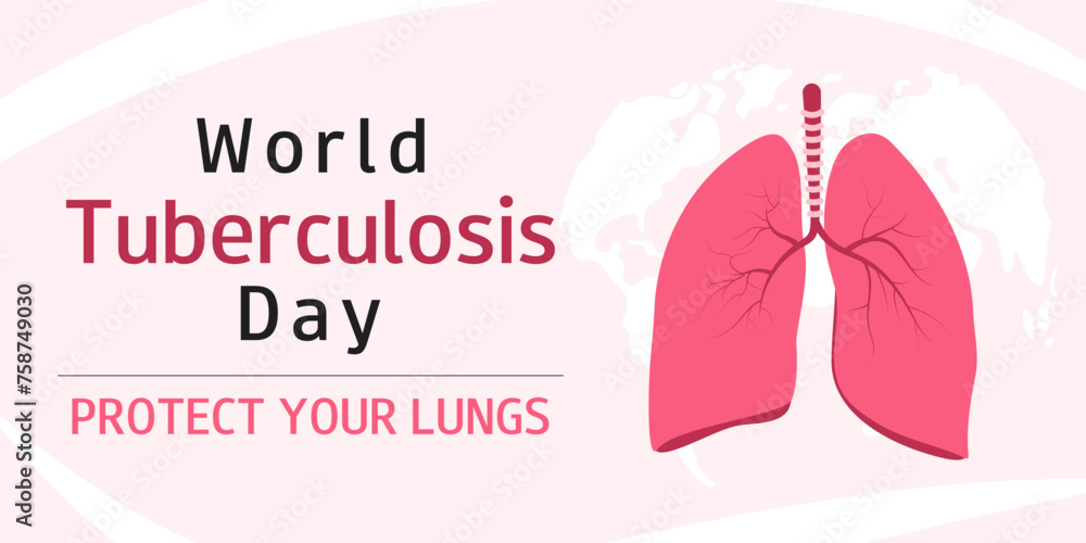 Horizontal background with illustration of lungs and text. World ...
