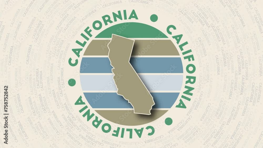 California logo intro. Badge with the circular name and map of us state ...