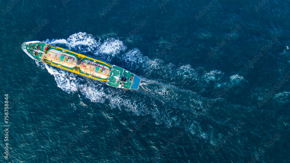 LPG ship, Oil tanker ship. Oil Tanker running in ocean. petroleum ship ...
