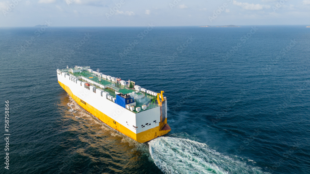 cargo ship running in the ocean, Ro-Ro Ship for import export shipping ...