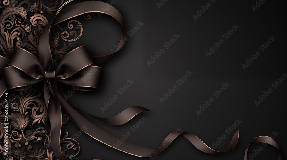 Black mourning ribbon. Banner with black bow for funeral home and ...