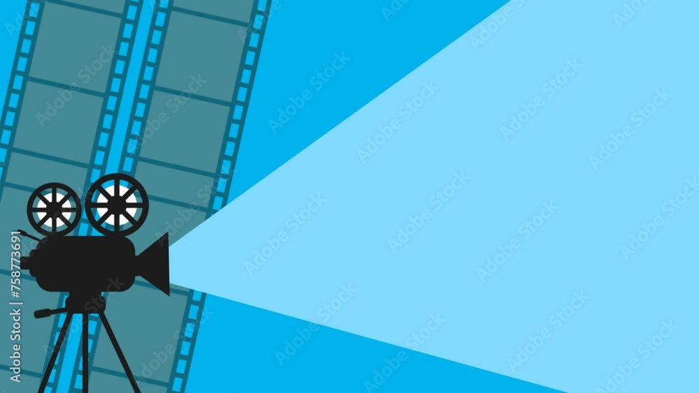 vintage film camera with light lens. film frame strip background with ...