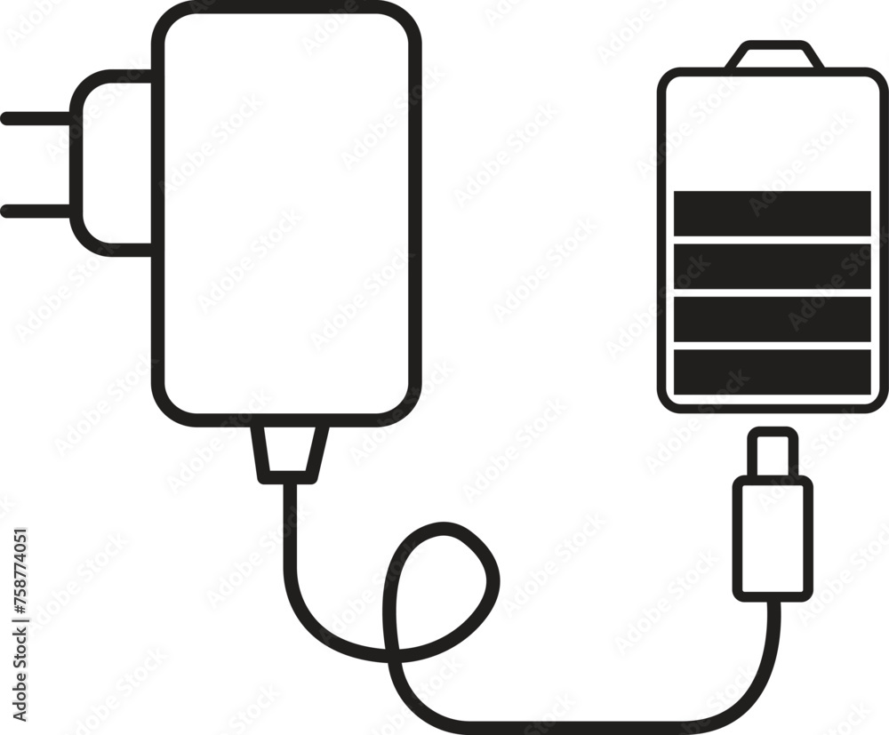 phone charge icons with battery indicator level, simple shape power ...