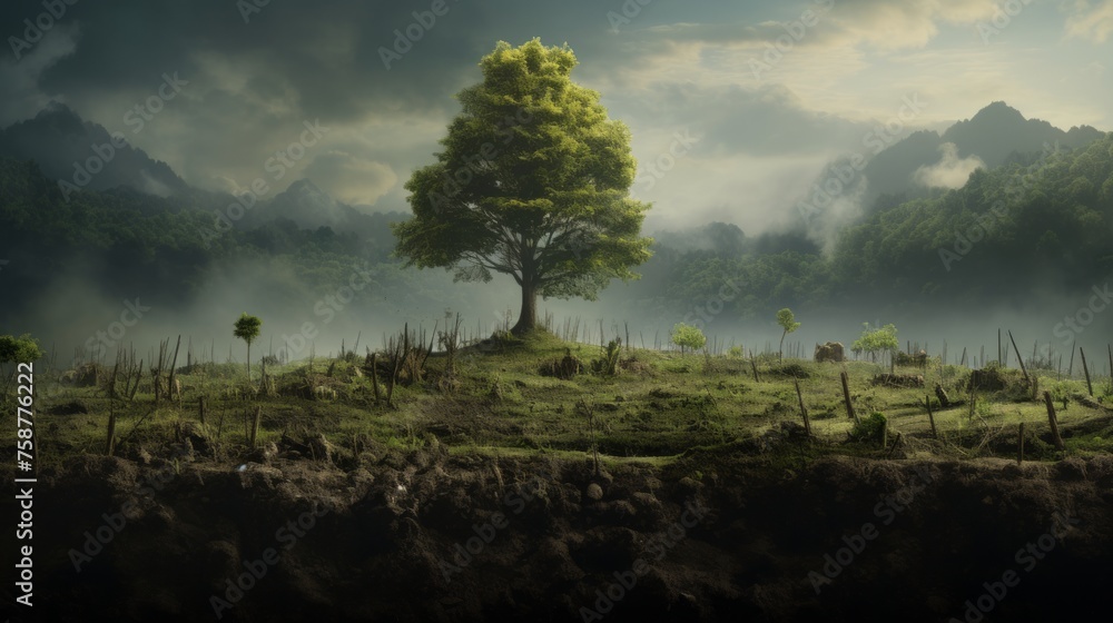 Generative AI Reforestation campaign showcasing tree-planting efforts ...