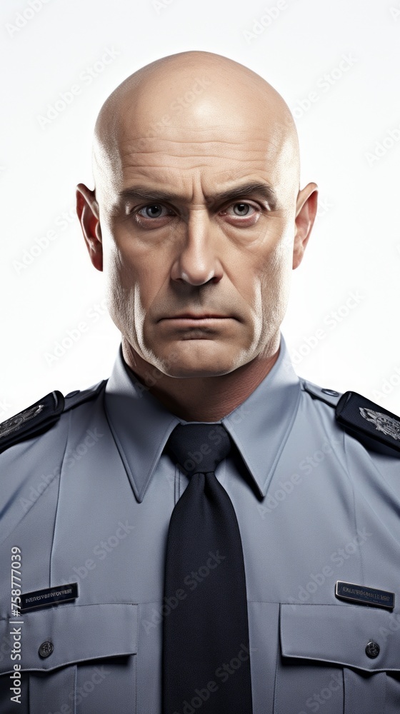 Generative AI Middle-aged male police officer in uniform, subtle smile ...