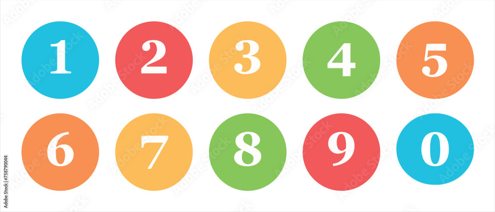 Bullet Points icon set in line style, Simple round numbers in flat ...