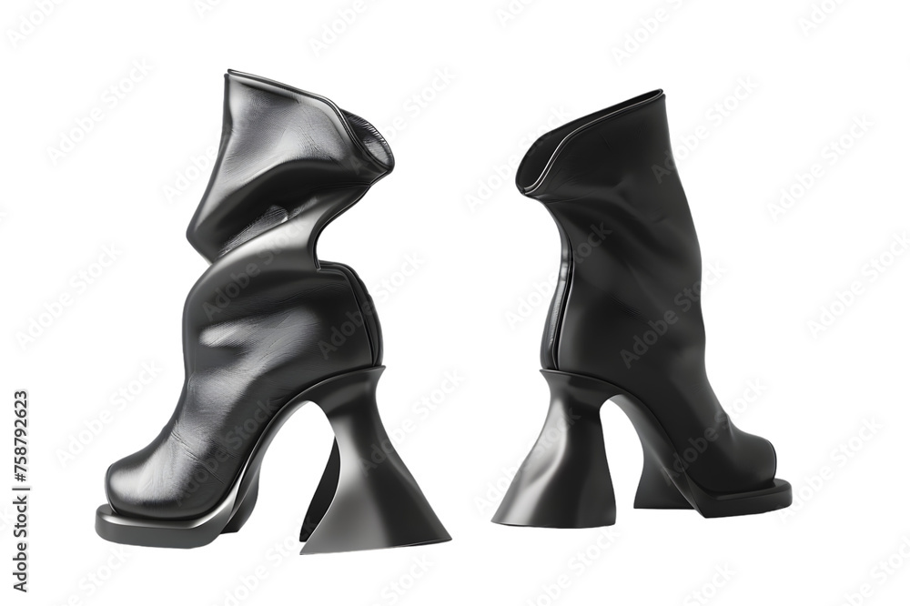 Front and back view of a sculpted heel ankle boots template ...