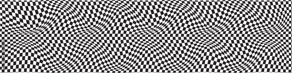 Vetor de Distorted vector checkered seamless pattern. Groovy twisted ...