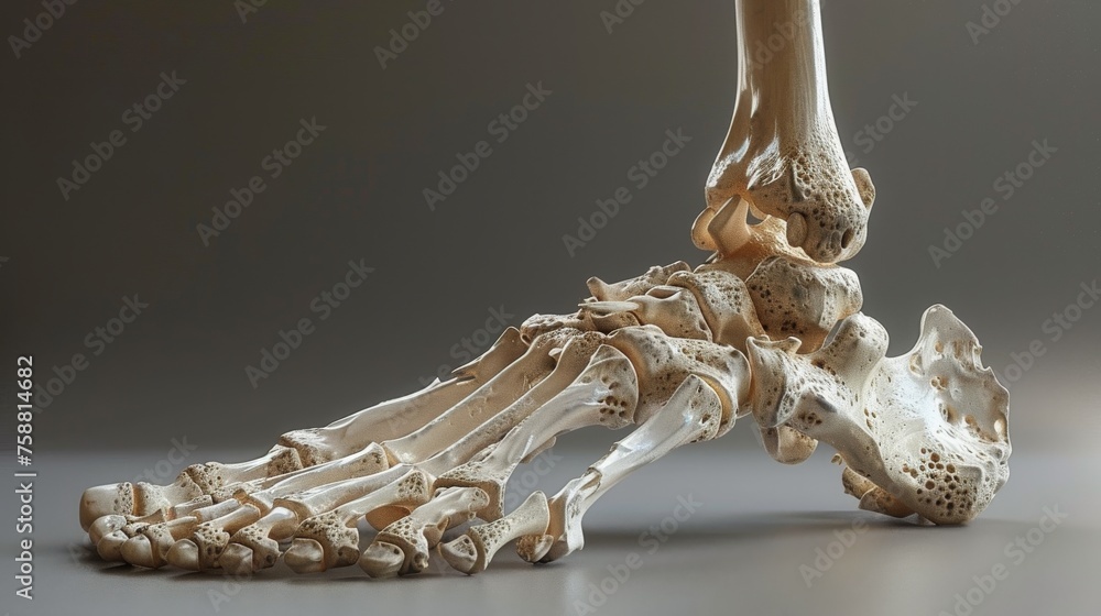 Detailed 3D rendering of human foot bones structure for medical ...