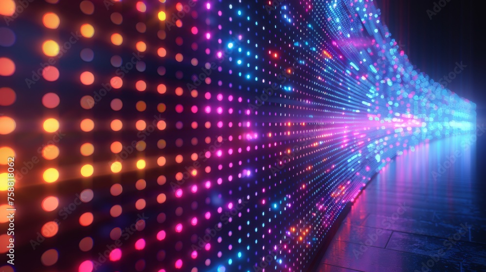 Modern illustration of grid pattern for LED display on stadium or scene ...
