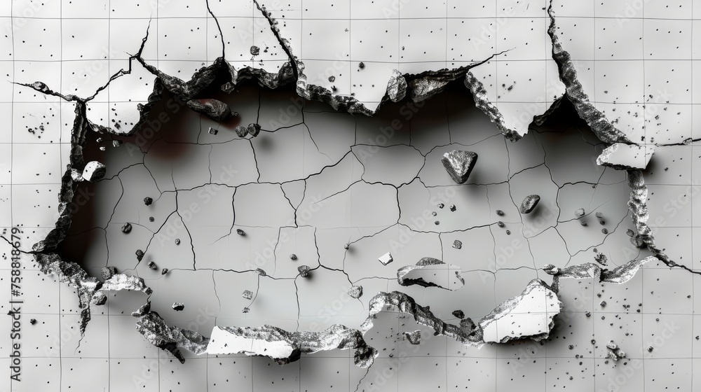 Crushed texture on transparent background of ruined land surface after ...