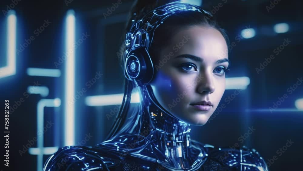 artificial intelligence in human form, cyborg girl, futuristic design ...