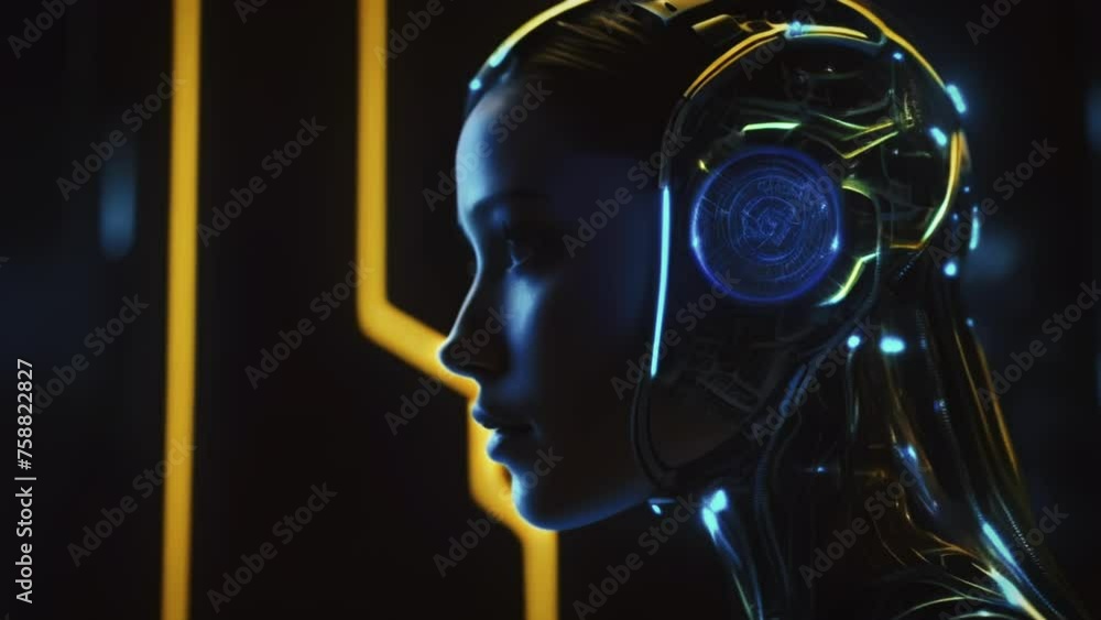 artificial intelligence in human form, cyborg girl, futuristic design ...