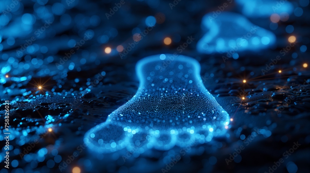 Cybersecurity digital footprints made of binary code, highlighting the ...