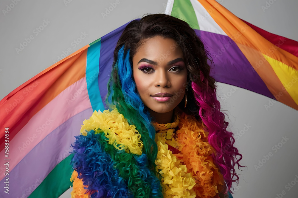 Young Woman Joyously Celebrates Gay Pride Event, Embracing Symbolic ...