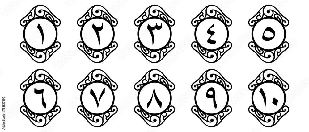 Arabic numerals with premium border decoration. illustration vector ...