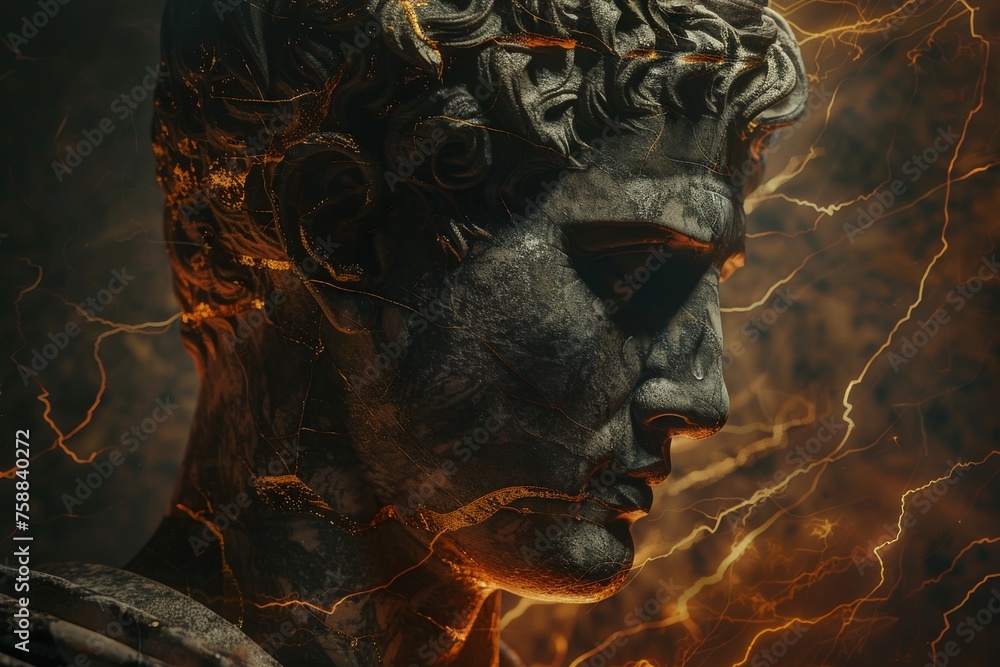 Mysterious ancient greek, roman male stoic statue, sculpture in ...