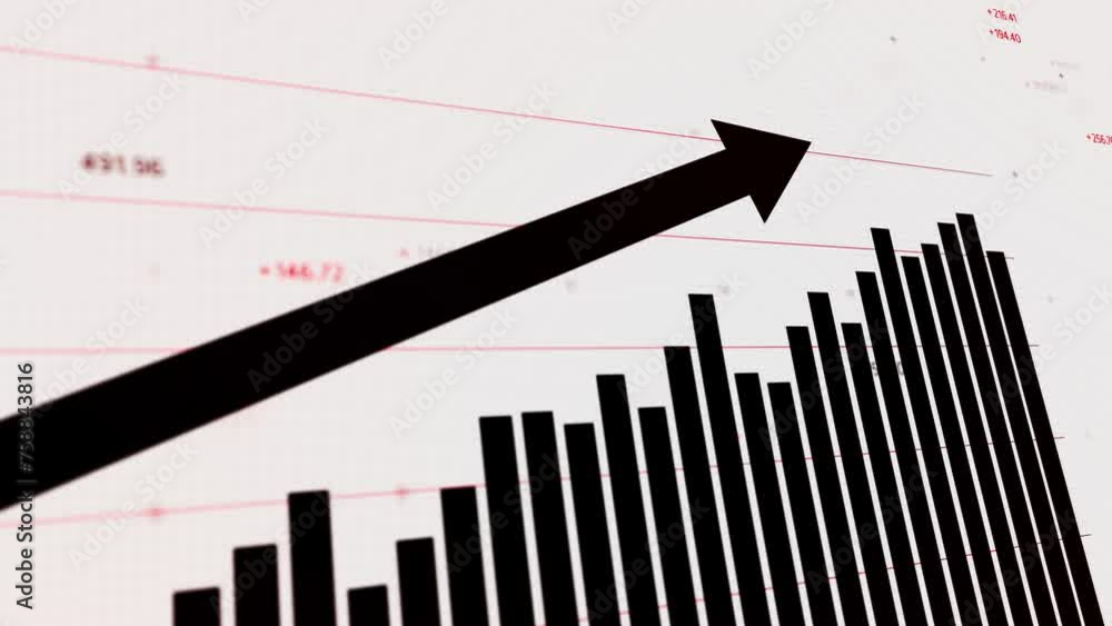 Dynamic financial growth chart with rising trend line, increasing bars ...