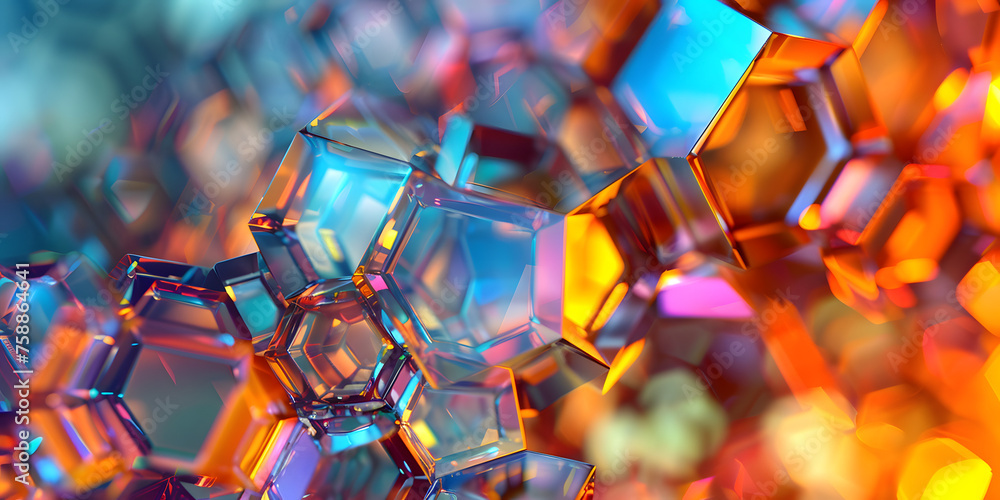 3D crystal lattice structure, ultra-sharp with a focus on atomic bonds ...