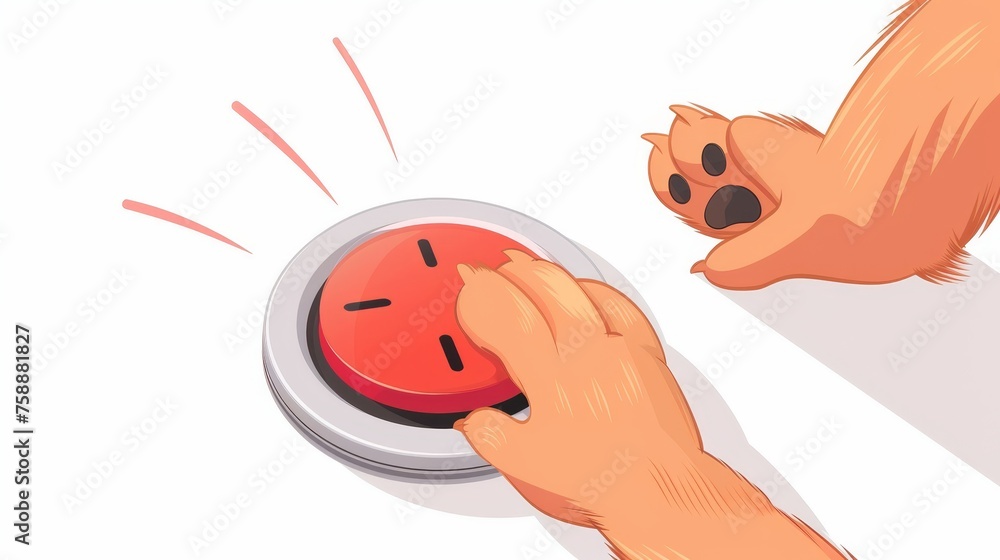 Dogs and cats pushing paws, pressing communication buttons. Trained ...