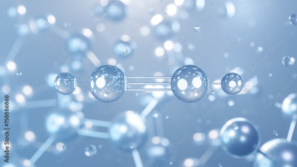 acetylene molecular structure 3d, flat model, ethyne, structural ...