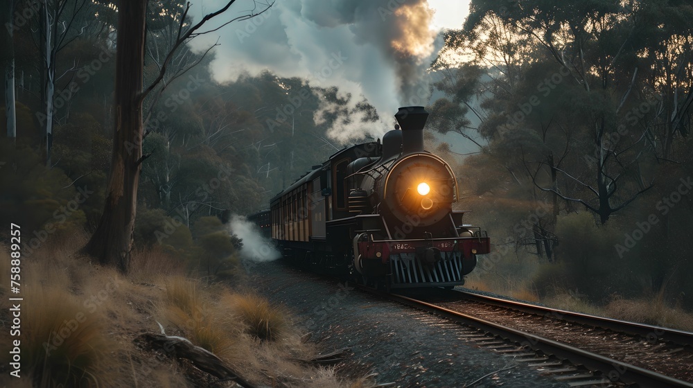 Scenic Steam Locomotive Journey on Historic Railway, vintage train ...