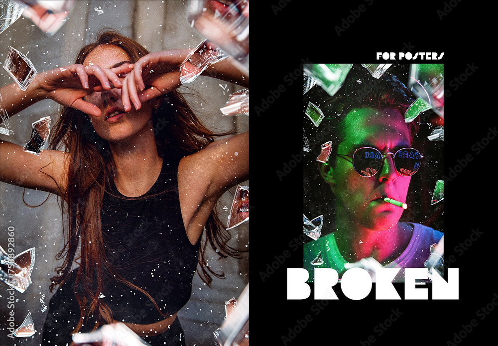 Glass Fragments Poster Photo Effect Mockup With Generative AI Stock ...