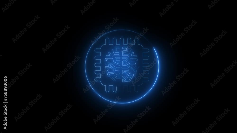 Artificial intelligence (AI) brain animation, data mining, deep learning modern computer ...