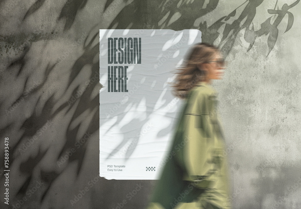 Realistic Poster On The Wall Mockup Stock Template | Adobe Stock