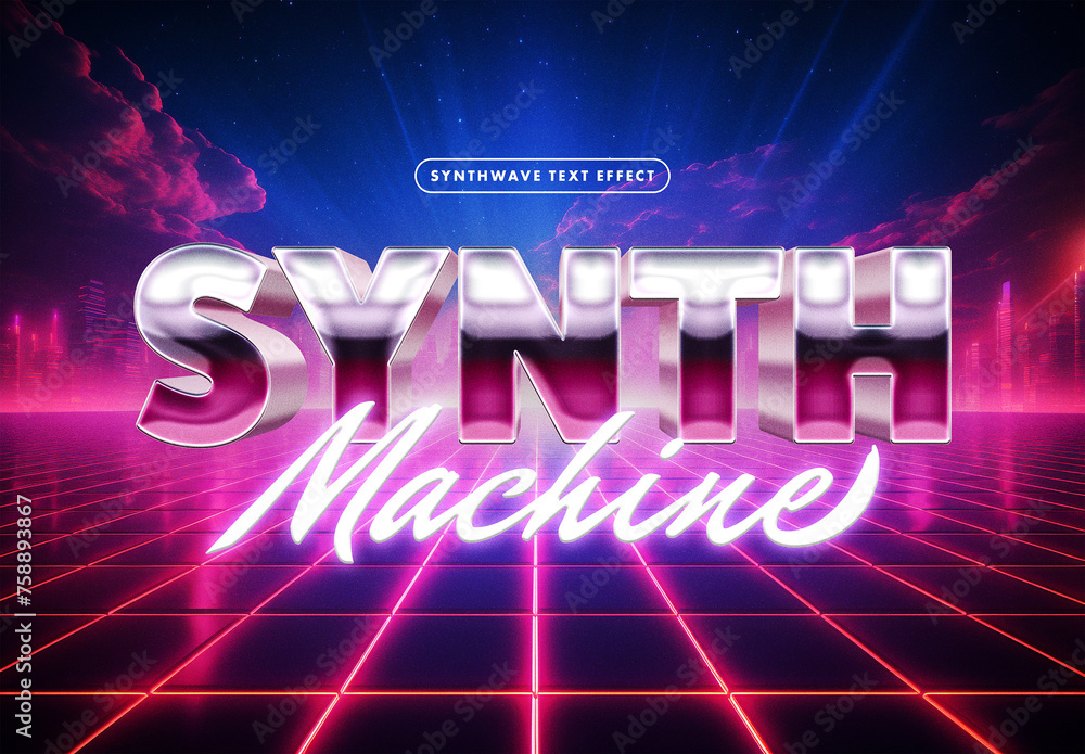 Synthwave Text Effect Mockup Stock Template | Adobe Stock