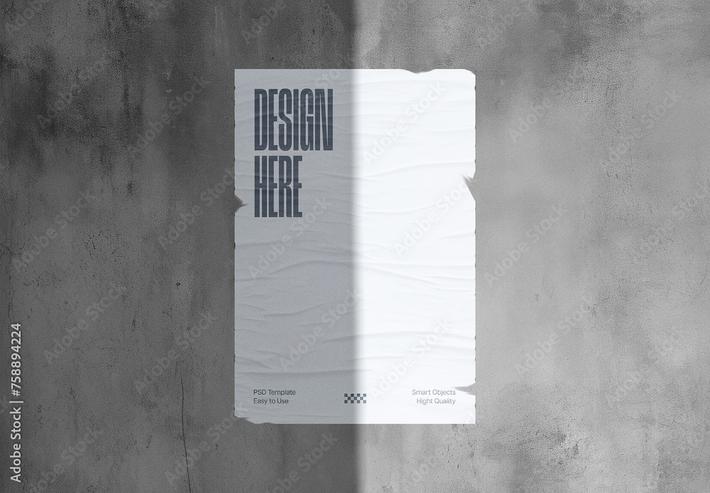 Urban Poster On The Concrete Wall Mockup Stock Template | Adobe Stock
