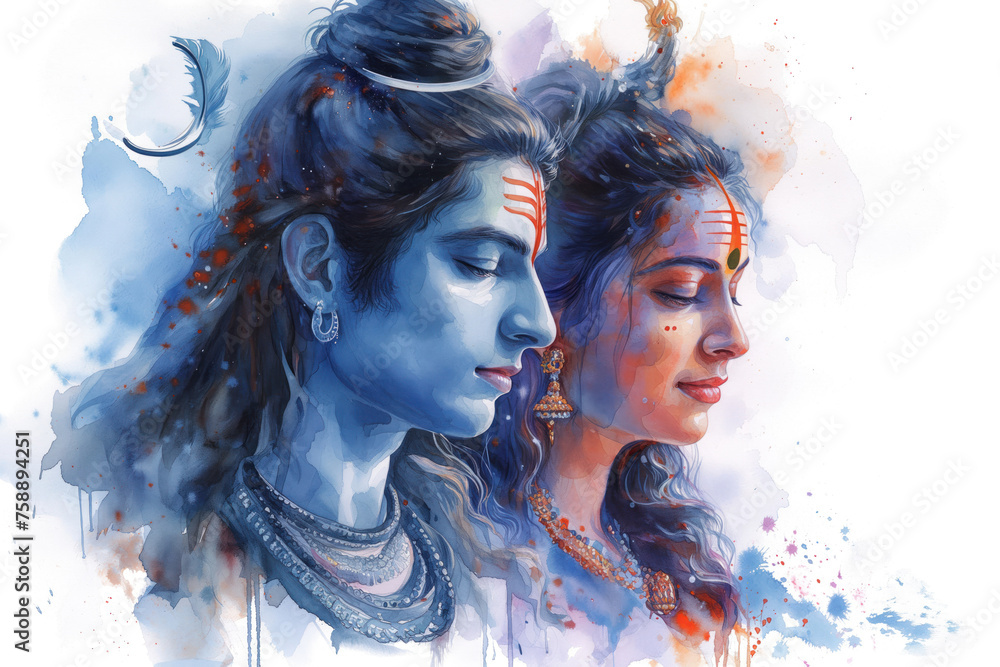 The Hindu gods Shiva and Parvati arrive in a state of meditation ...