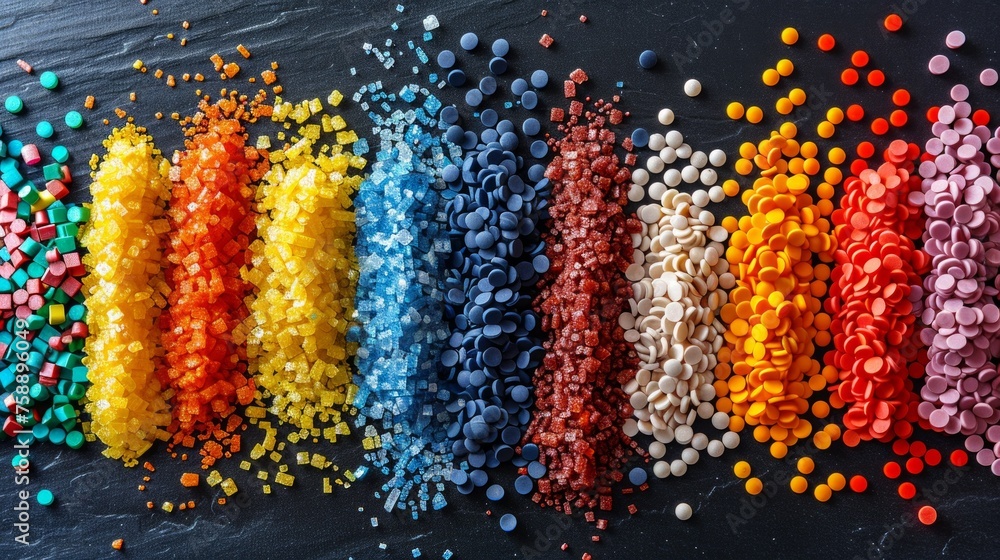 Polymeric dye. Plastic pellets. Colorant for plastics. Pigment in the ...