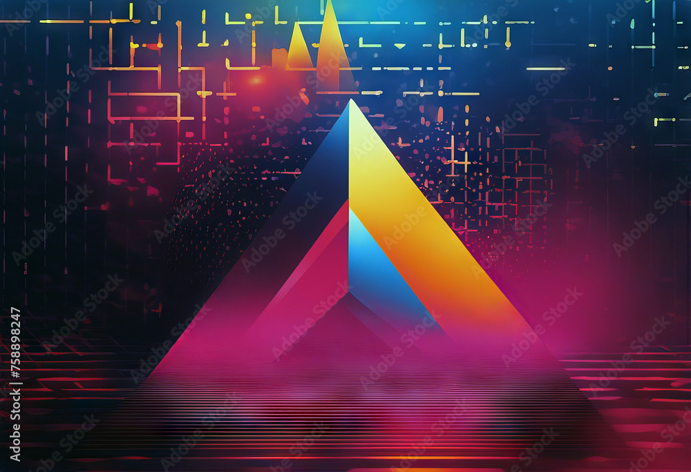 Triangular Halftone Texture Retrowave Vector Geometric Technology