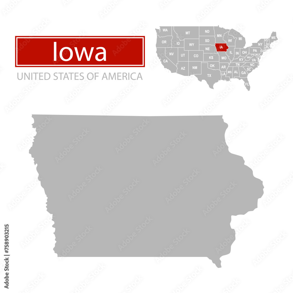 United States of America, Iowa state, map borders of the USA Iowa state ...