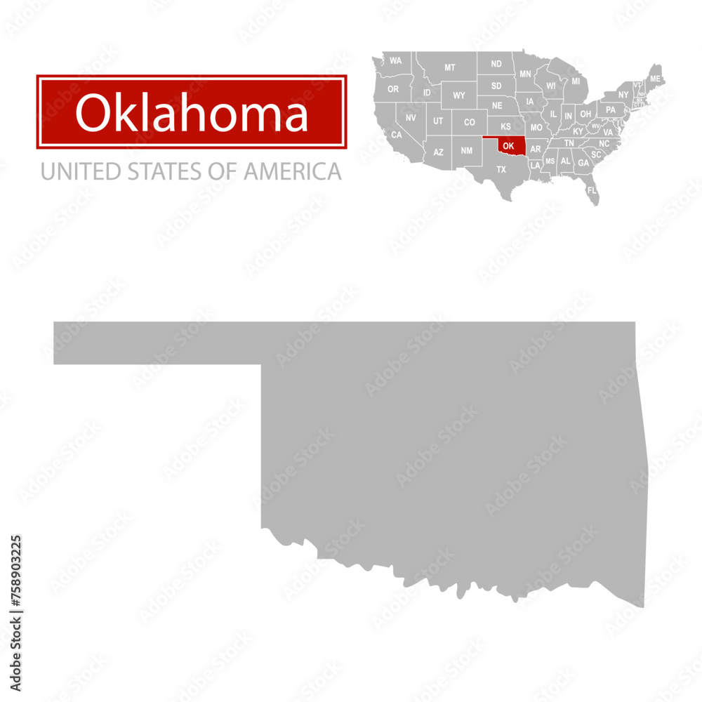 United States of America, Oklahoma state, map borders of the USA ...