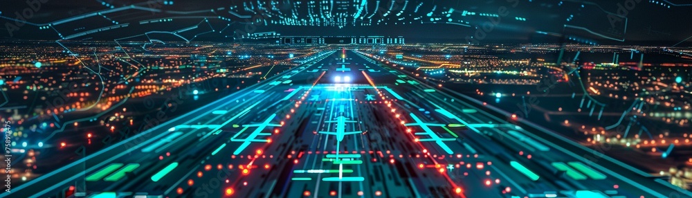 Holographic air traffic control interface in operation Stock ...