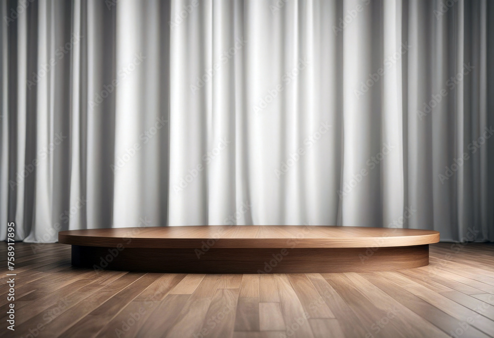 podium floor wooden white curtain background poduim white interior ...