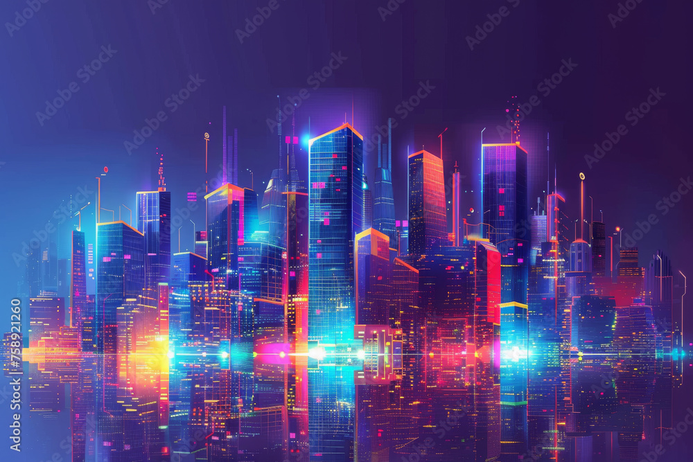 Smart Digital City Concept. Urban Architecture High Towers Concept of ...