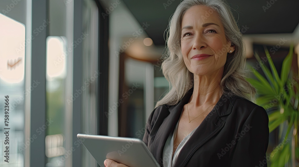 Smiling mature professional business woman bank manager, older happy ...
