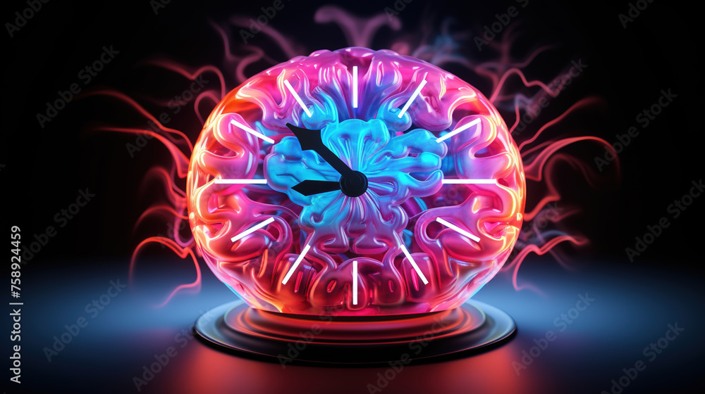 Human biological clock in form of brain with arrows in accordance with ...