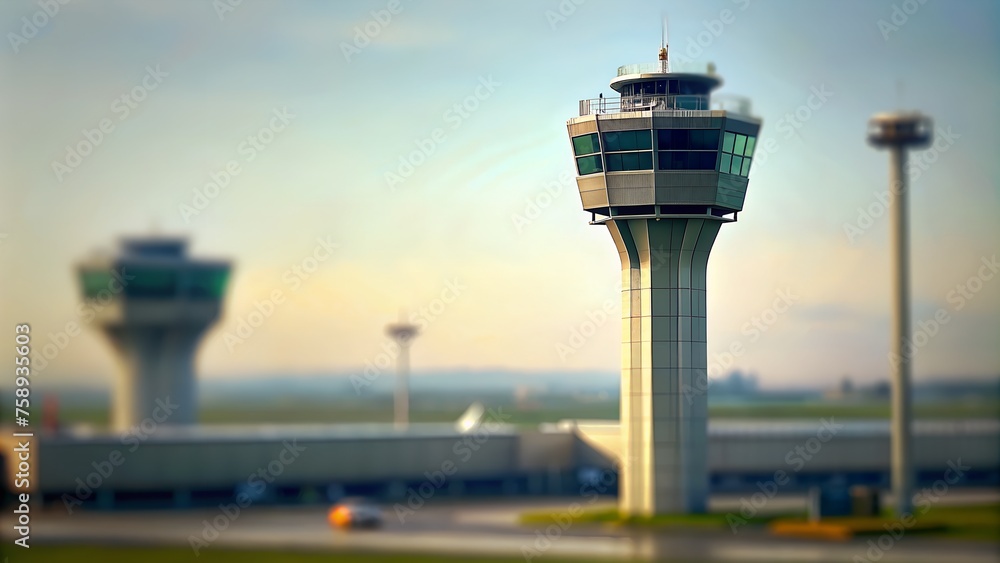 Inside Airport Towers - Side View of Runway Background Stock Photo ...