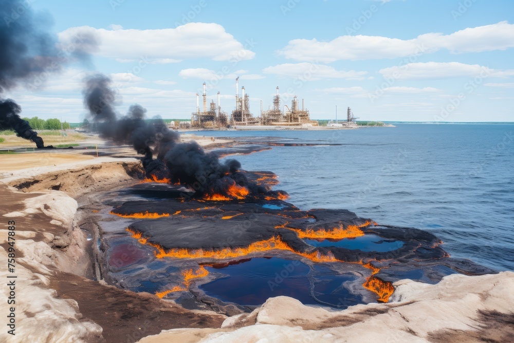 Devastating oil spill marine life in peril, fishing boats amidst toxic ...