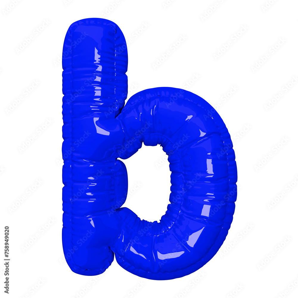 Cobalt Blue color foil balloon letter b on transparent background ...