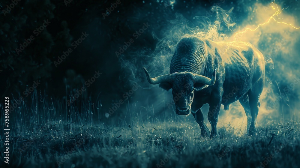 Bull strength symbol, an emblem of unyielding force and endurance, a ...