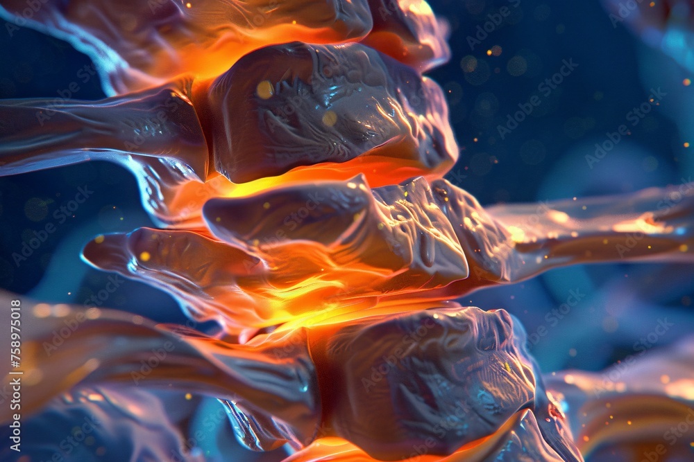 Herniated disc illustration, detailing the protrusion of the disc and ...