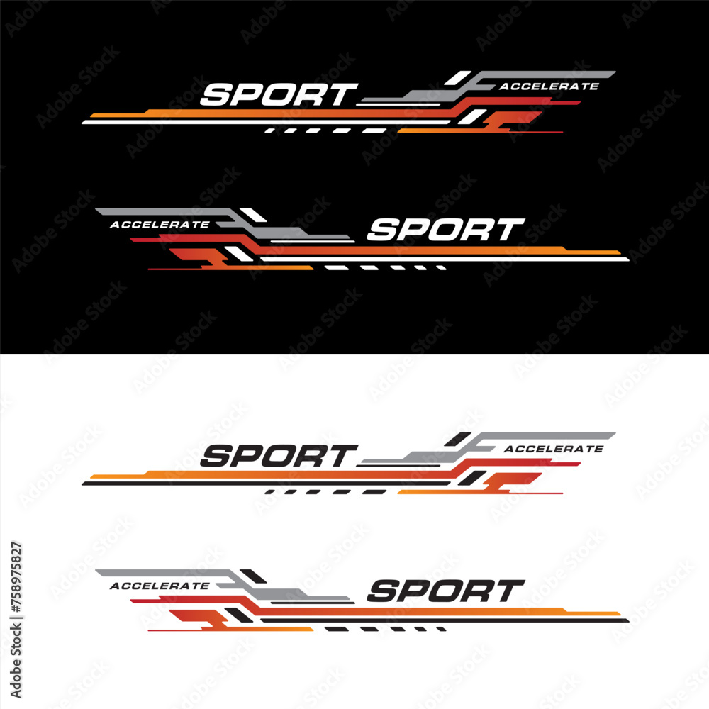 Sport racing car stickers stripe abstract shape . vinyl decal templates ...